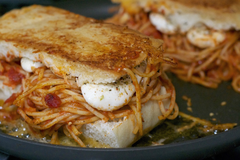 Grilled Spaghetti and Cheese Sandwich - What the Forks for Dinner?