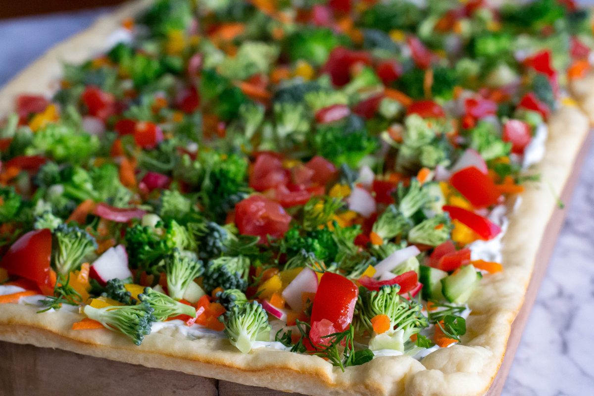 Two Ingredient Crust Veggie Pizza - What the Forks for Dinner?