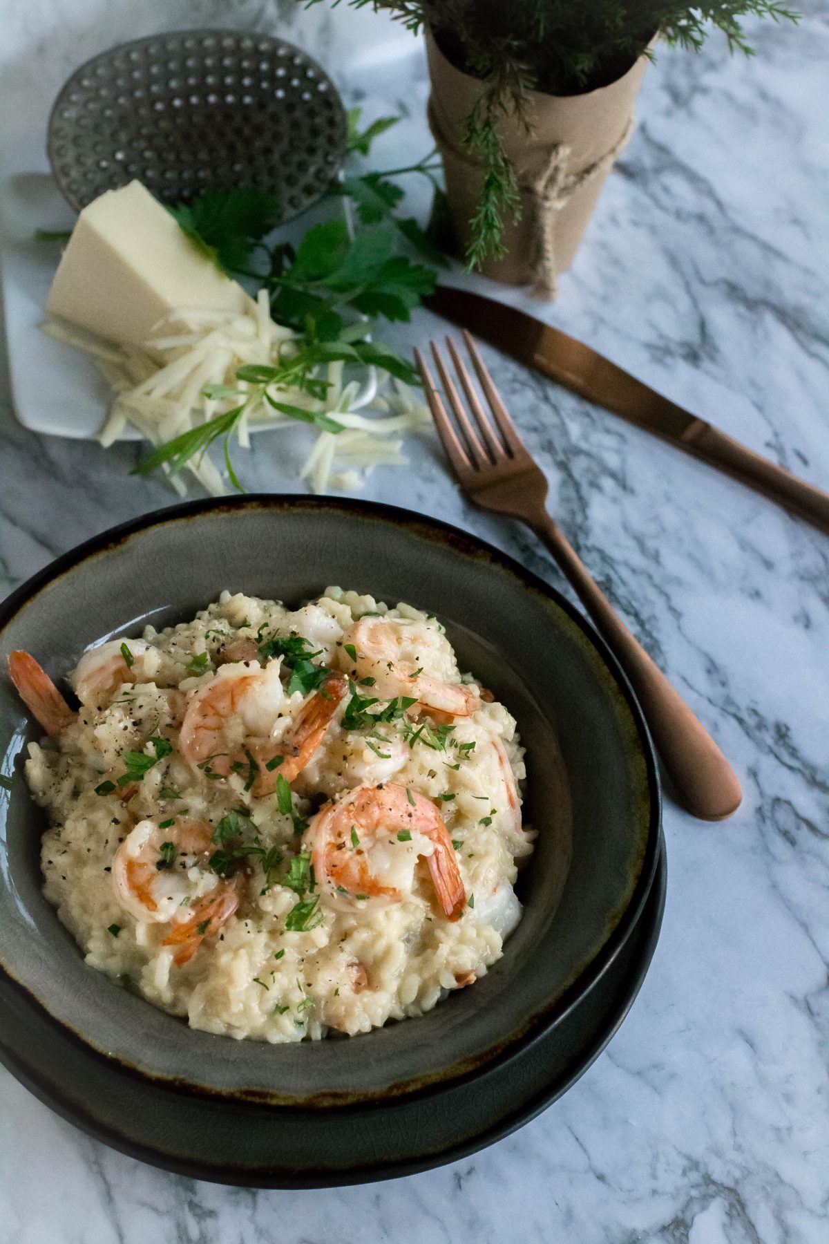 Instant Pot Asiago Shrimp Risotto - What the Forks for Dinner?