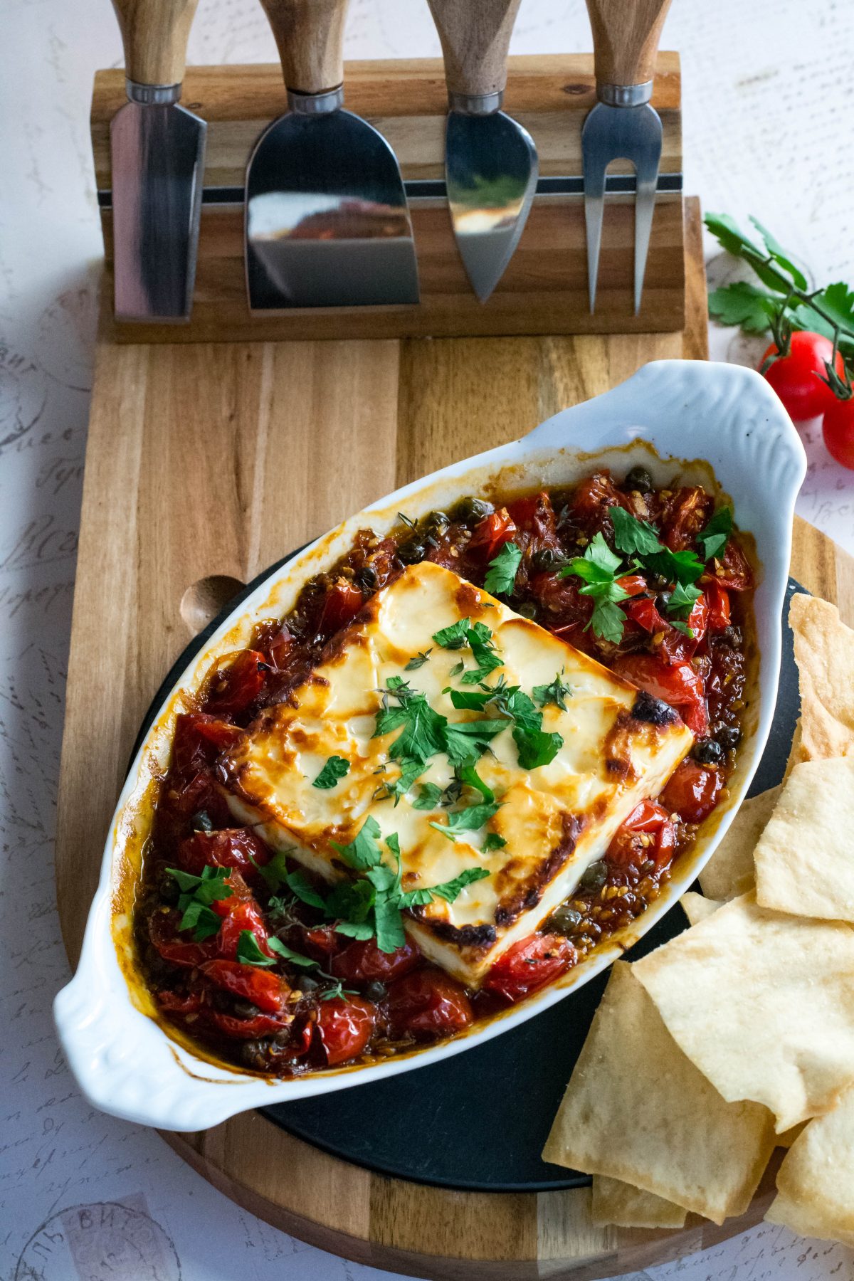 Bruschetta Style Broiled Feta - What the Forks for Dinner?