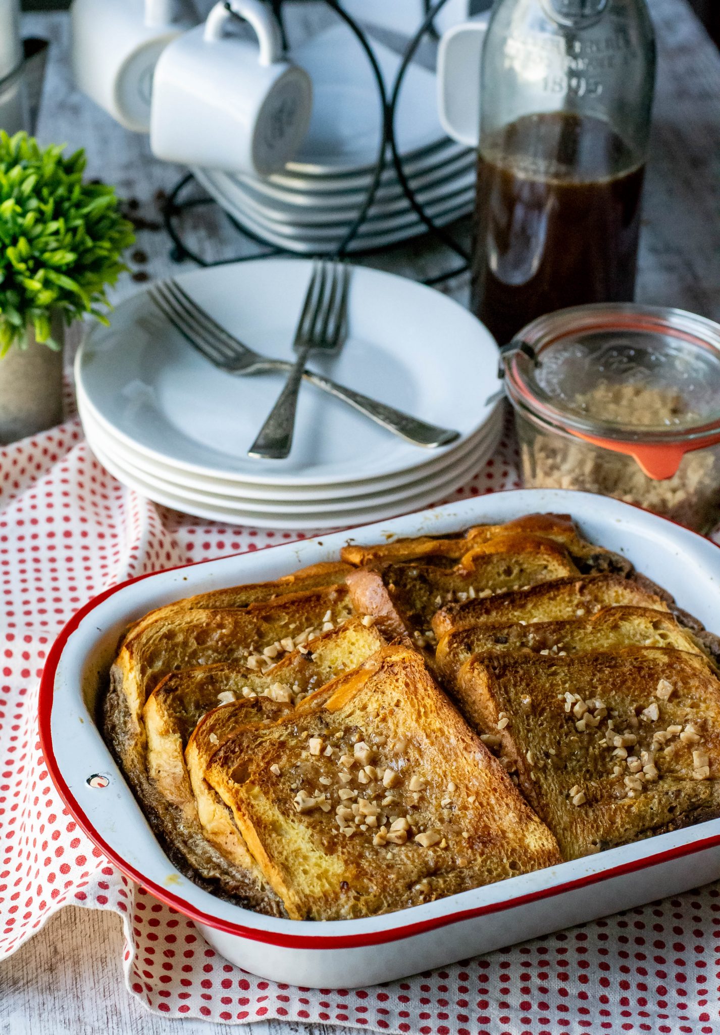 Overnight Toffee French Toast with Toffee Syrup - What the Forks for ...