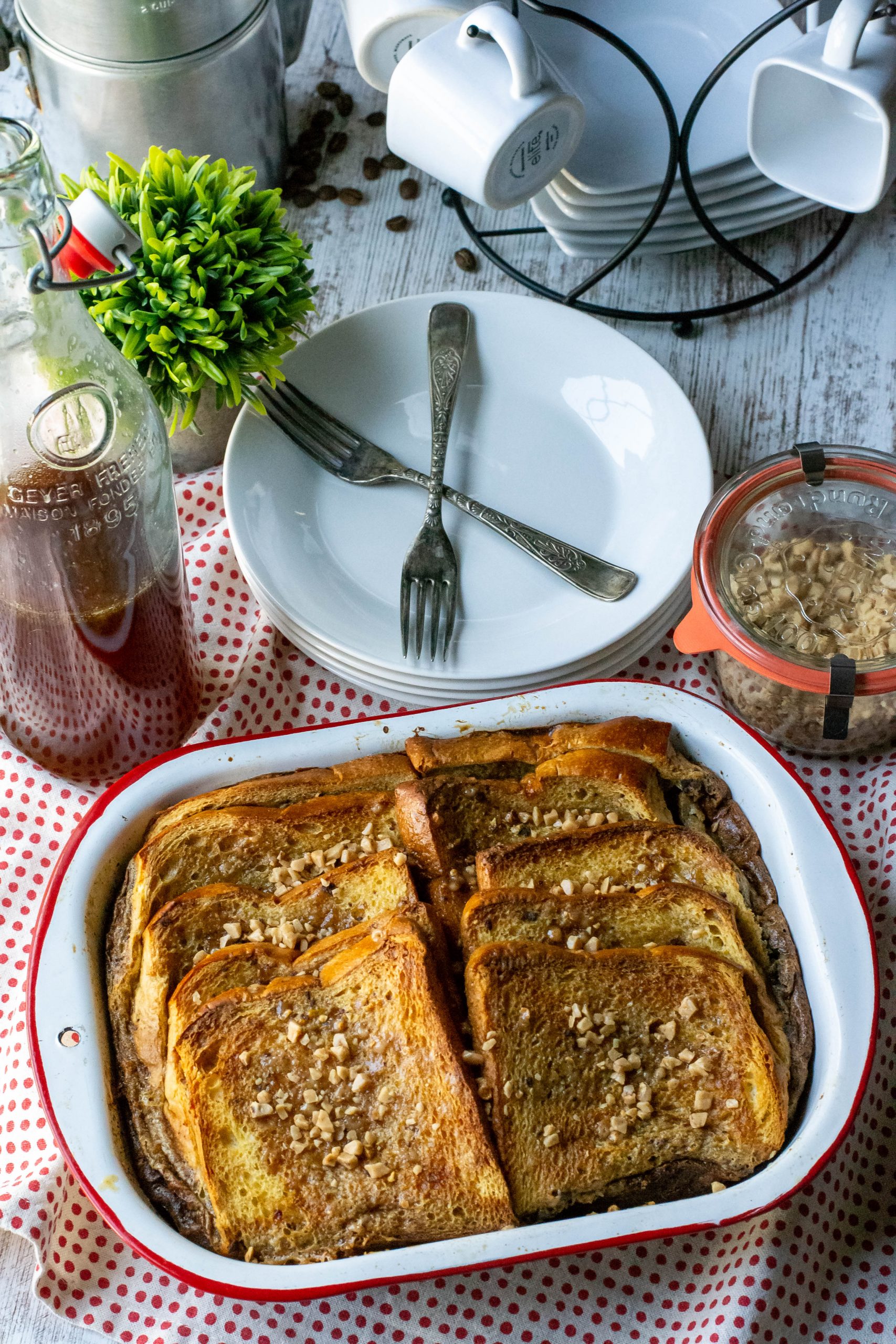 Overnight Toffee French Toast with Toffee Syrup - What the Forks for ...